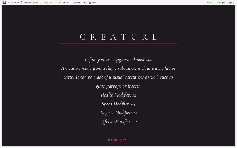 Creature Crafter ― Perchance Generator