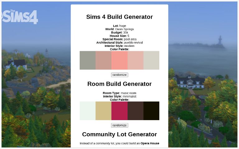 Sims 4 Build Generator