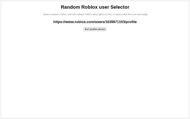 Random Roblox user Selector ― Perchance Generator