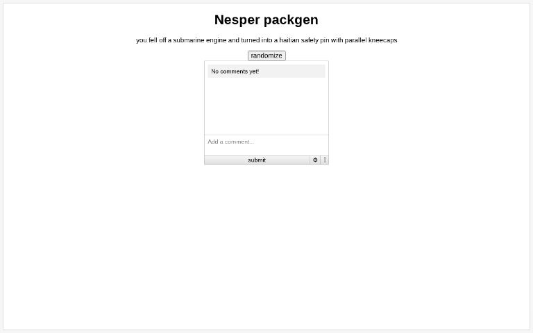 Nesper packgen ― Perchance Generator