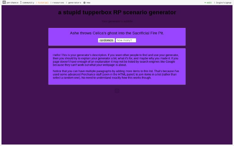 a stupid tupperbox RP scenario generator