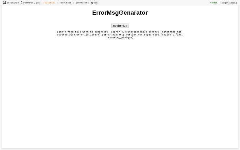 ErrorMsgGenarator ― Perchance Generator