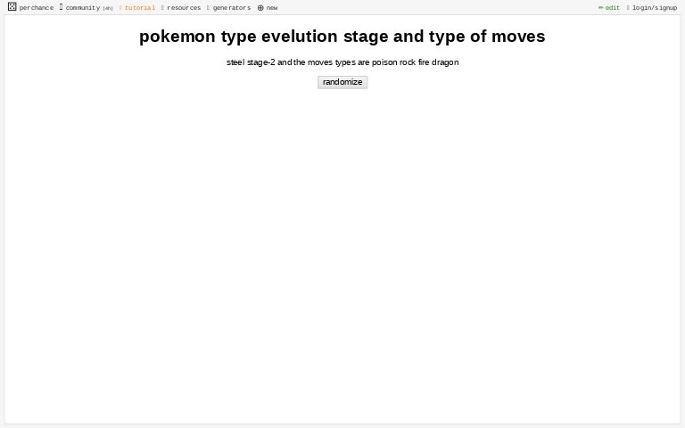 pokemon type evelution stage and type of moves ― Perchance Generator