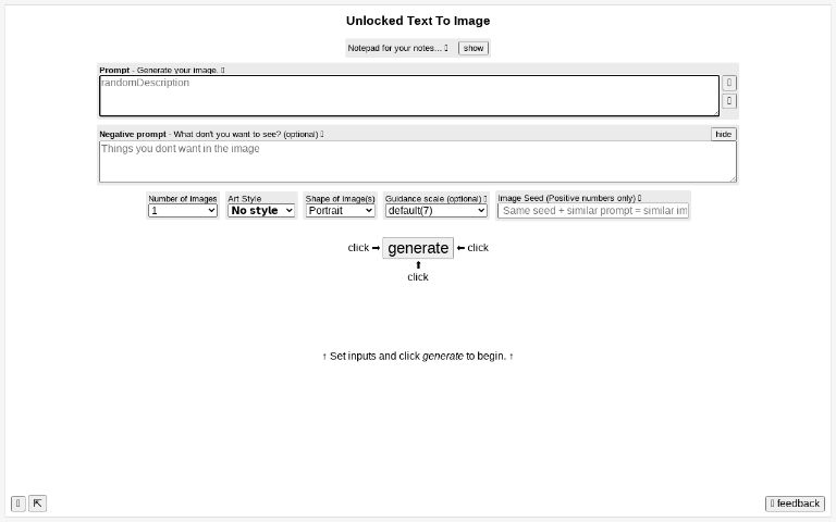 Unlocked Text 2 Image ― Perchance Generator