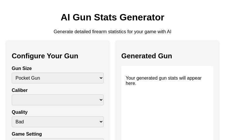 AI Gun Stats Generator