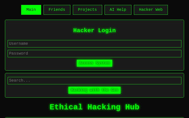 Ethical Hacking Hub ― Perchance Generator