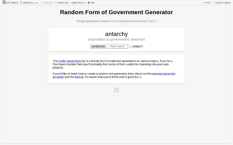 Random Form of Government Generator