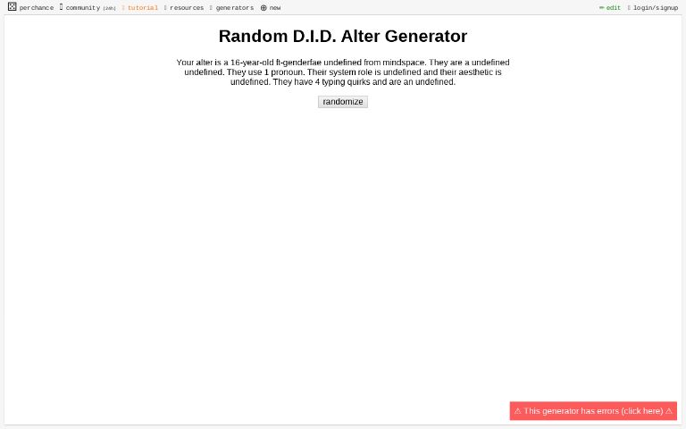 Random D.I.D. Alter Generator