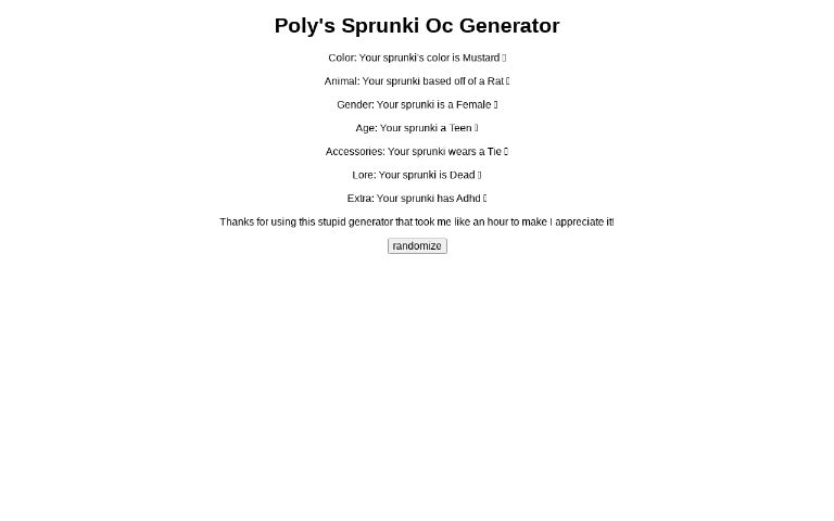 Poly's Sprunki Oc Generator