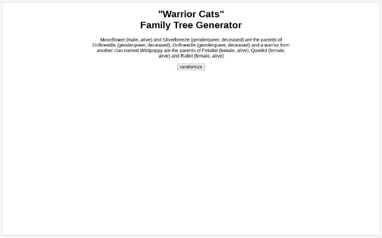 "Warrior Cats" Family Tree Generator