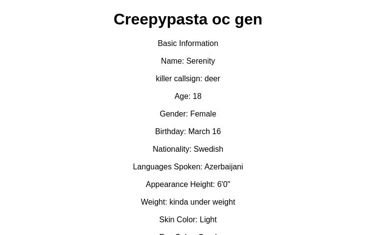 Creepypasta oc gen