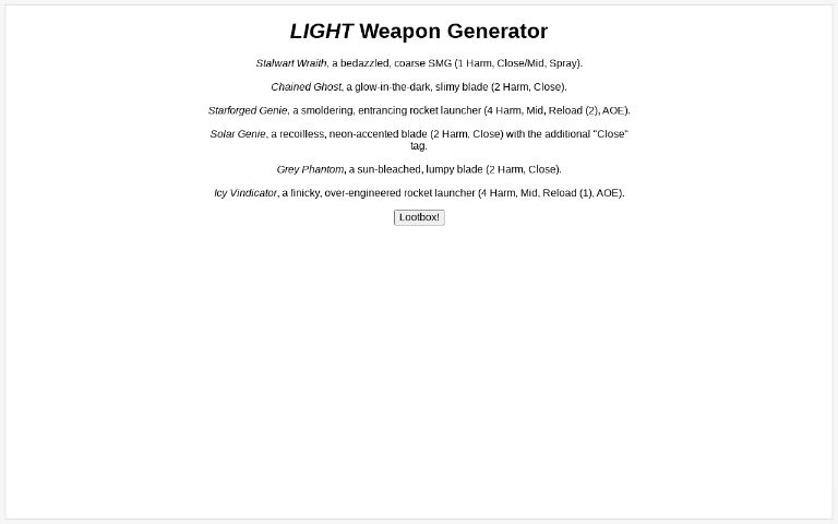 LIGHT Weapon Generator