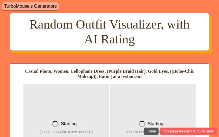 Random Outfit Visualizer, with AI Rating ― Perchance Generator