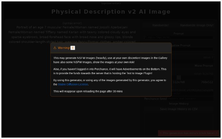 Physical Description v2 AI Image ― Perchance Generator