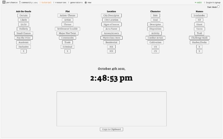 Ironsworn Oracles ― Perchance Generator
