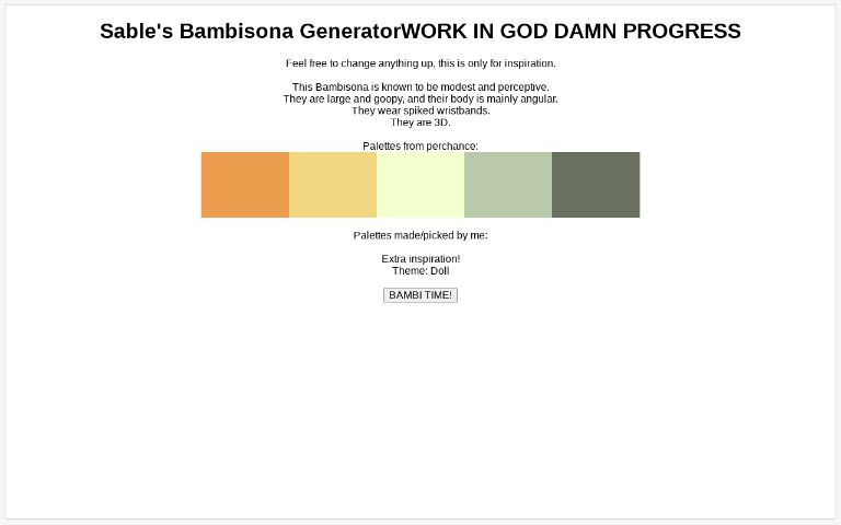 Sable's Bambisona GeneratorWORK IN GOD DAMN PROGRESS
