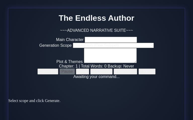 The Endless Author ― Perchance Generator