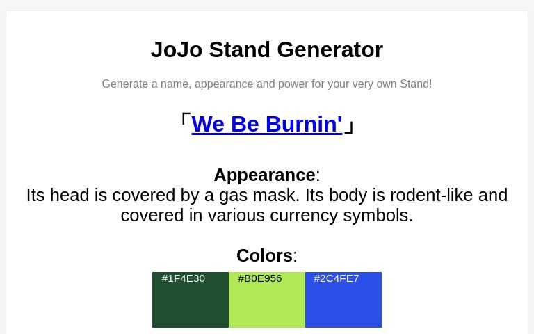 JoJo Stand Generator