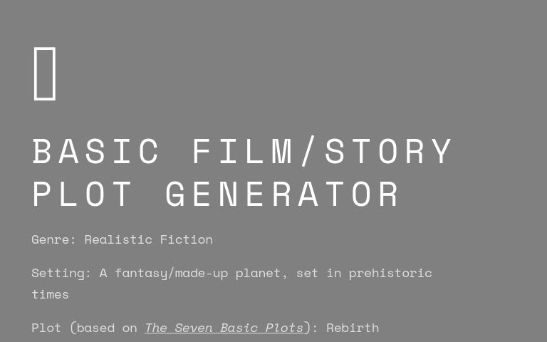 basic film/story plot generator