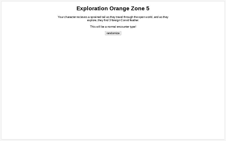 Exploration Orange Zone 5 ― Perchance Generator