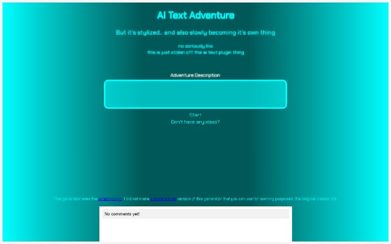 AI Text Adventure ― Perchance Generator