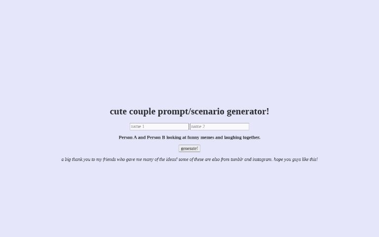 cute couple prompt/scenario generator!