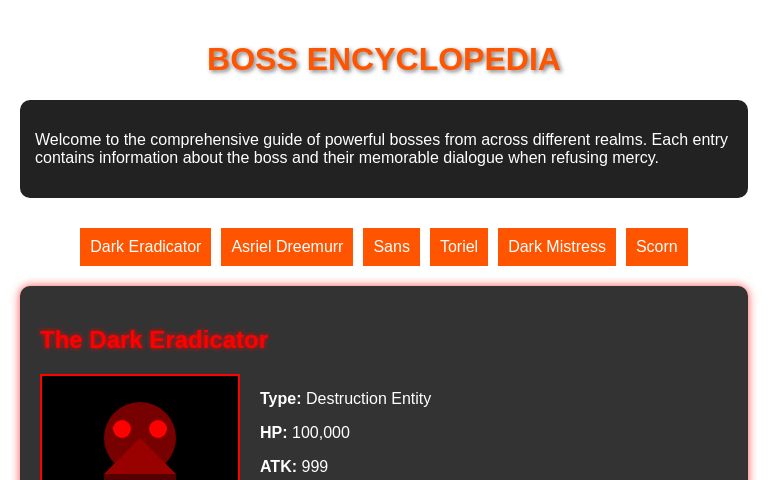 BOSS ENCYCLOPEDIA ― Perchance Generator