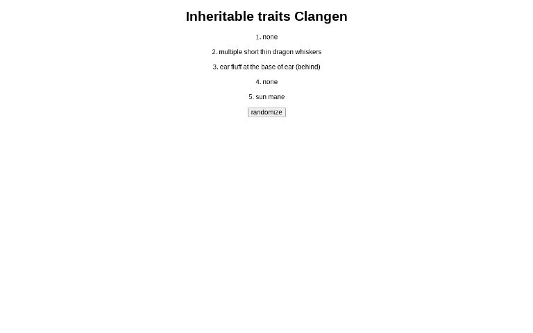 Inheritable traits Clangen ― Perchance Generator
