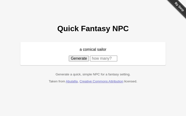 Quick Fantasy NPC ― Perchance Generator