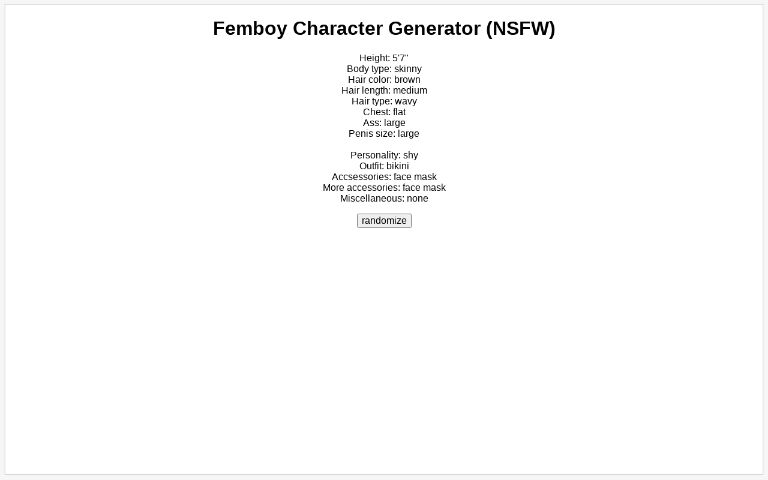 Femboy Character Generator (NSFW)