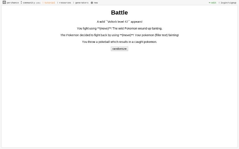 Battle ― Perchance Generator