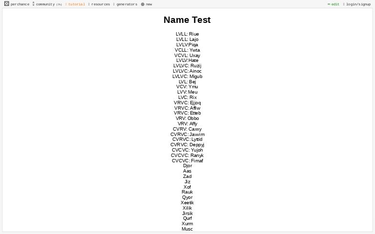 Name Test ― Perchance Generator