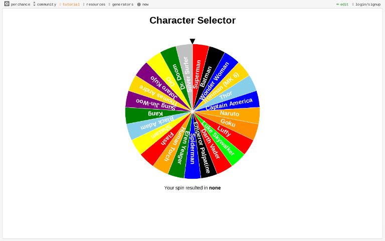 Character Selector ― Perchance Generator