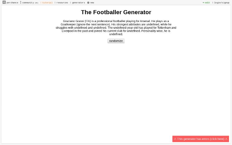 The Footballer Generator