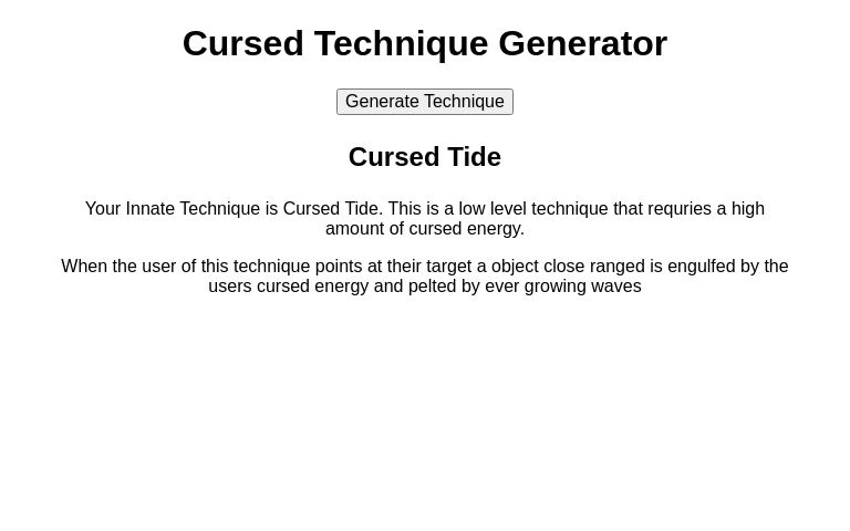 Cursed Technique Generator