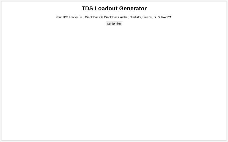 TDS Loadout Generator