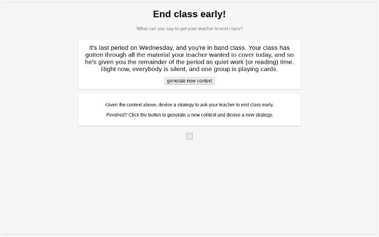 End class early! ― Perchance Generator