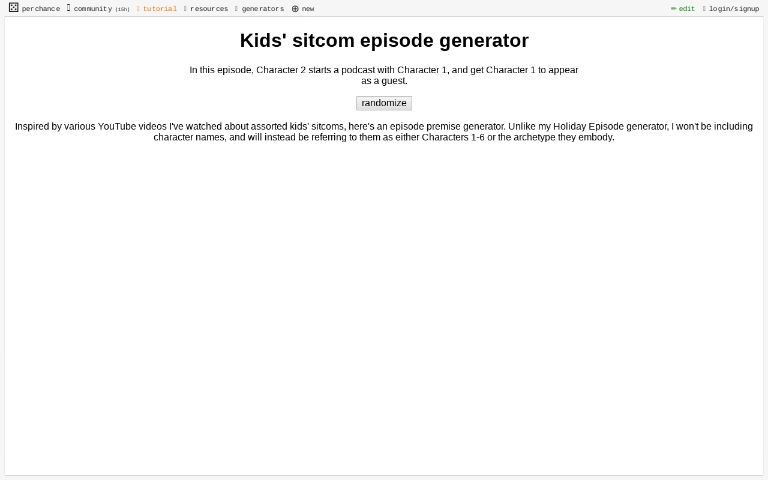 Kids' sitcom episode generator