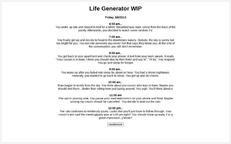 Life Generator WIP