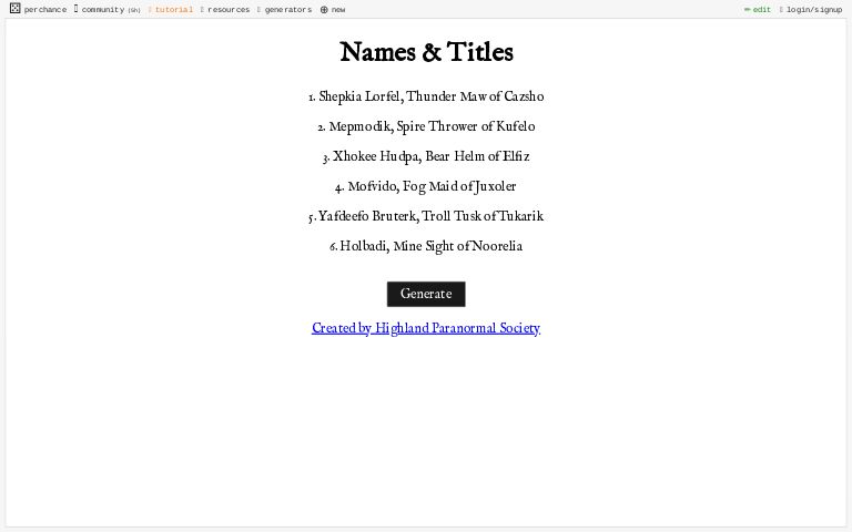 Names & Titles ― Perchance Generator