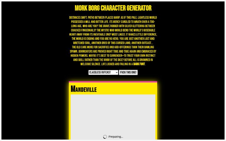 Mork Borg Character Generator