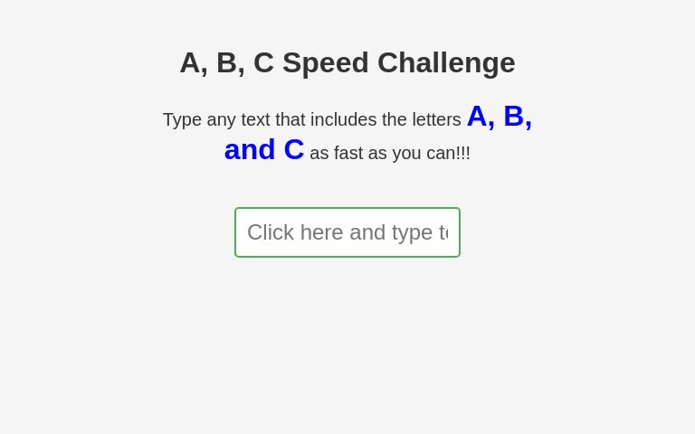 A, B, C Speed Challenge ― Perchance Generator