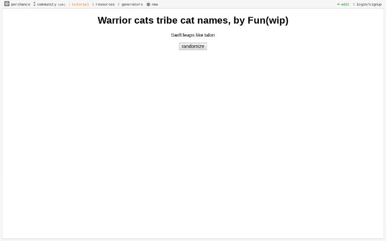 Warrior cats tribe cat names, by Fun(wip) ― Perchance Generator