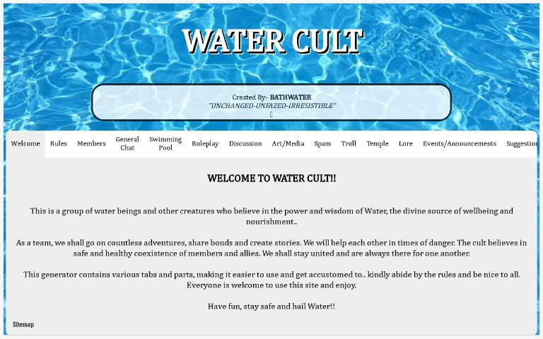 WATER CULT ― Perchance Generator