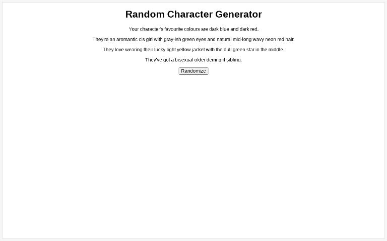 Random Character Generator