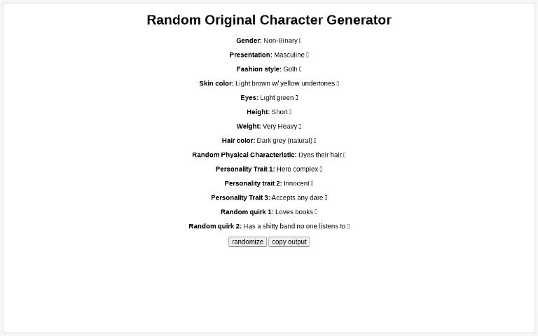 Random Original Character Generator