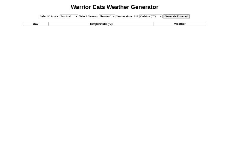 Warrior Cats Weather Generator