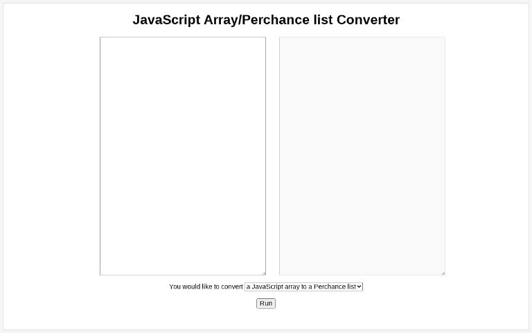 JavaScript Array/Perchance list Converter ― Perchance Generator