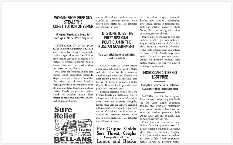 Newspaper Multi-Column Template ― Perchance Generator