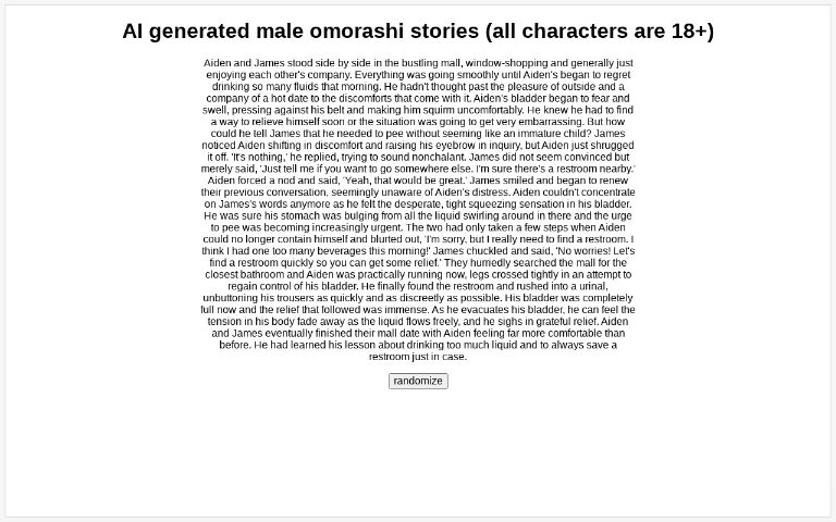 Ai Generated Male Omorashi Stories All Characters Are 18